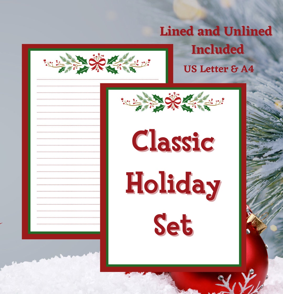 Christmas Stationery, Holiday Template, Printable Paper, Digital ...