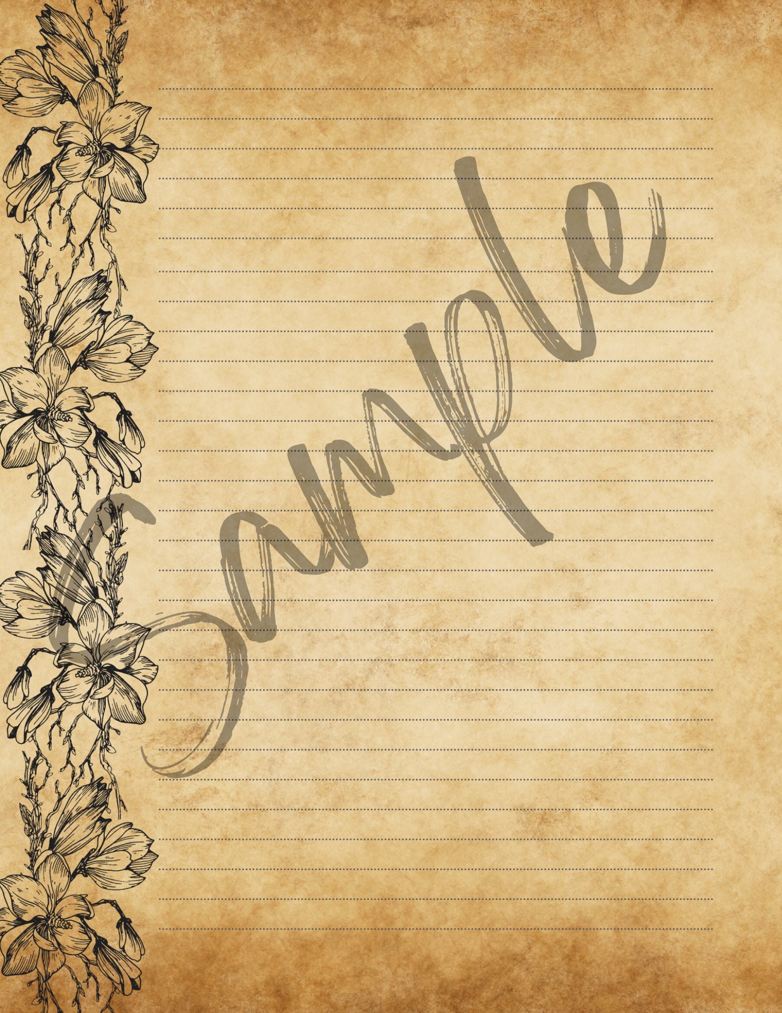 Two Floral Styles, Floral Parchment Stationery, Old Styled Paper ...