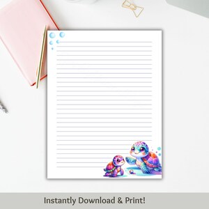 Sea Turtle Stationery Nature Printable Stationery Cute Animal ...