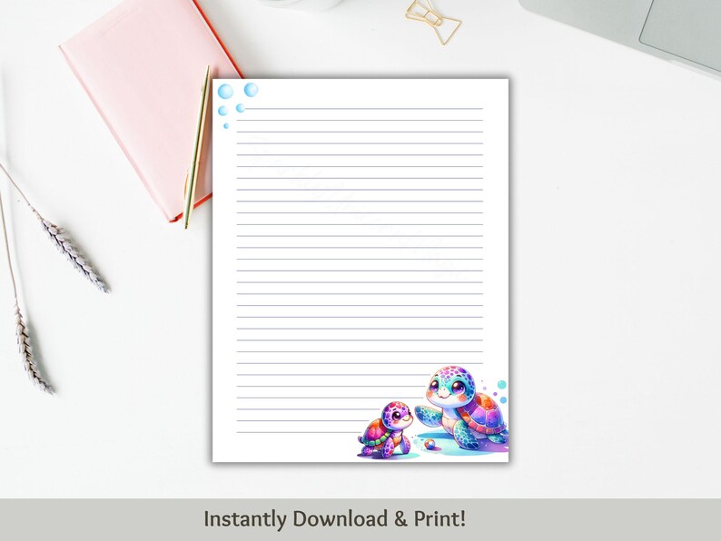 Sea Turtle Stationery Nature Printable Stationery Cute Animal ...