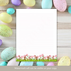 Easter Stationery, Cute Bunny Letter Writing Paper for Kids, Printable ...
