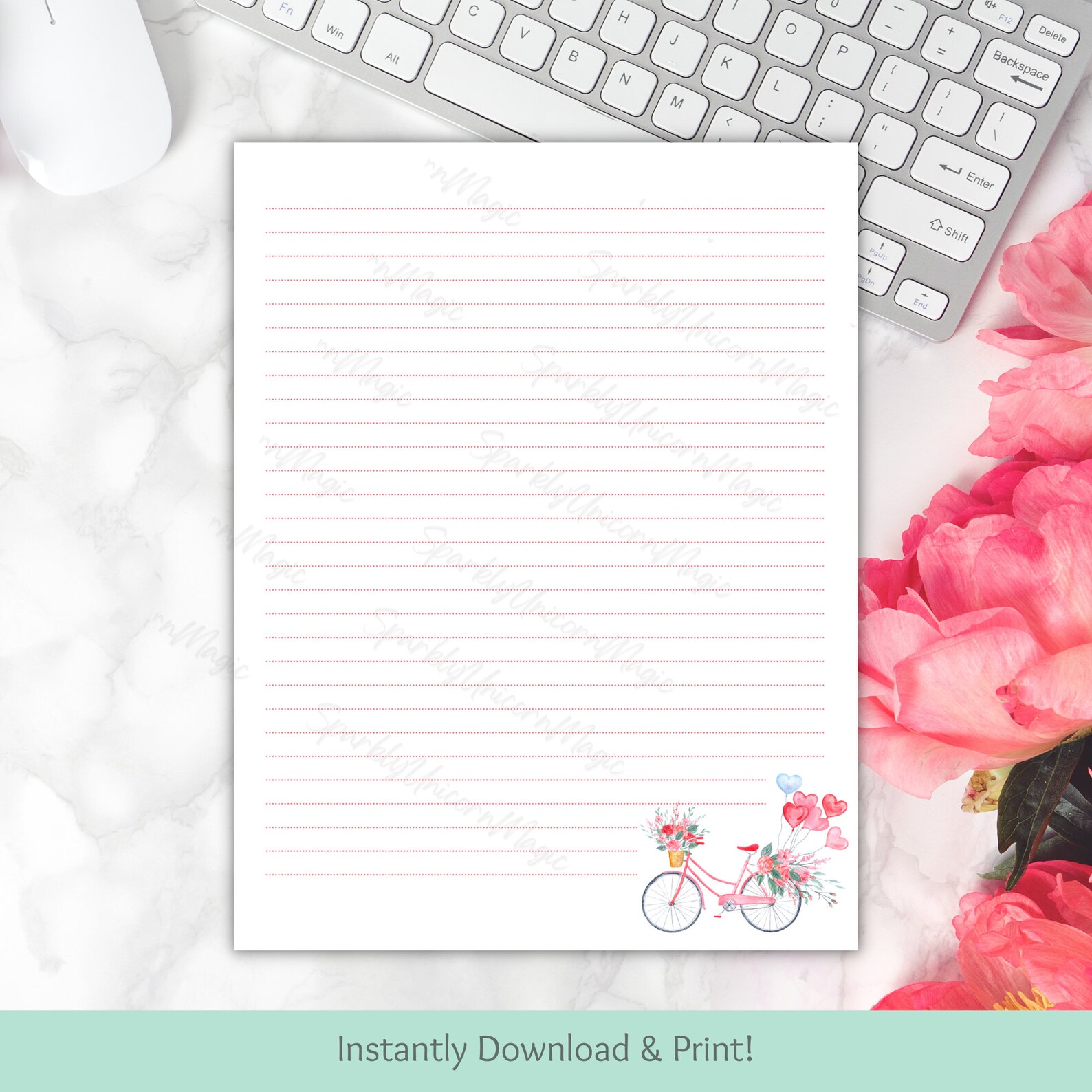 Valentines Day Stationery-cute Valentine Stationary Set-printable ...