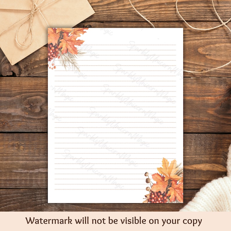 Printable Autumn Stationery Cute Stationery for Fall Letter Writing ...