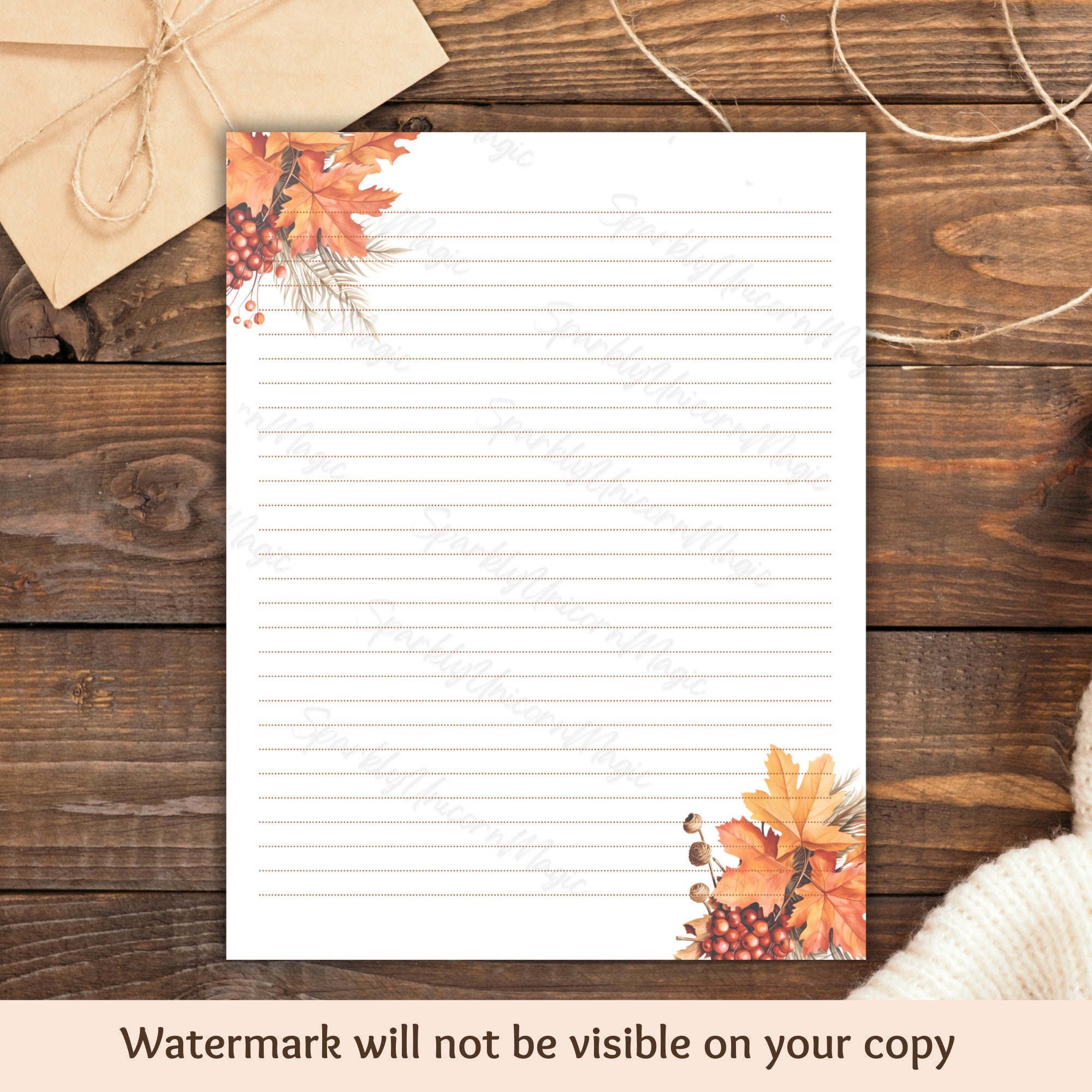 Printable Autumn Stationery Cute Stationery for Fall Letter Writing ...