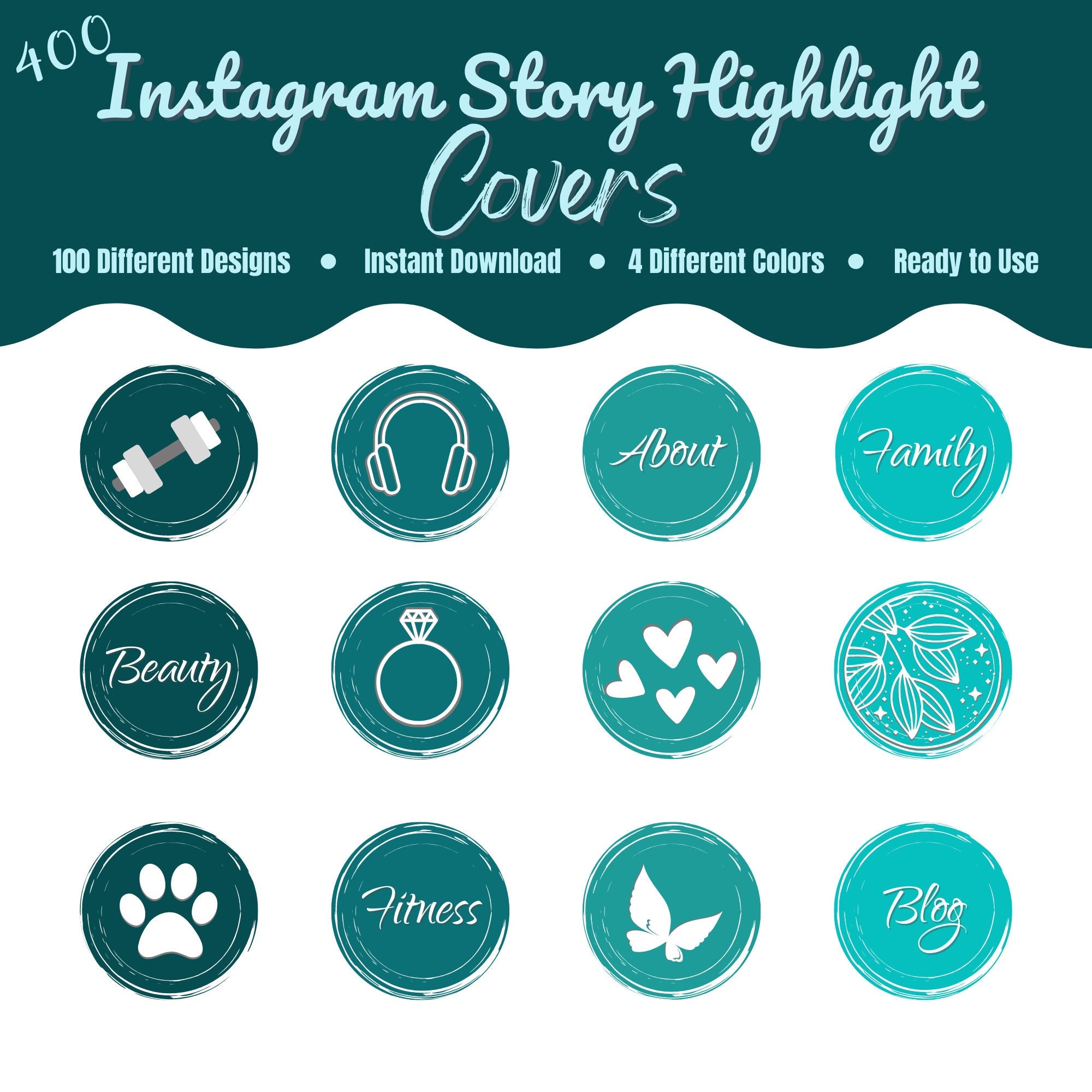 400 Teal Instagram Highlight Covers, IG Story Covers, Highlight Covers ...
