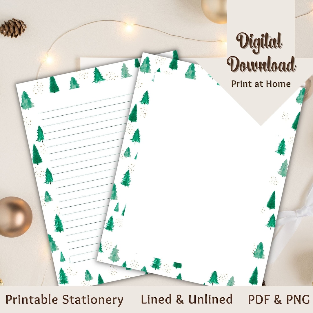 Christmas Stationery Printable Stationery Holiday Letter Writing ...
