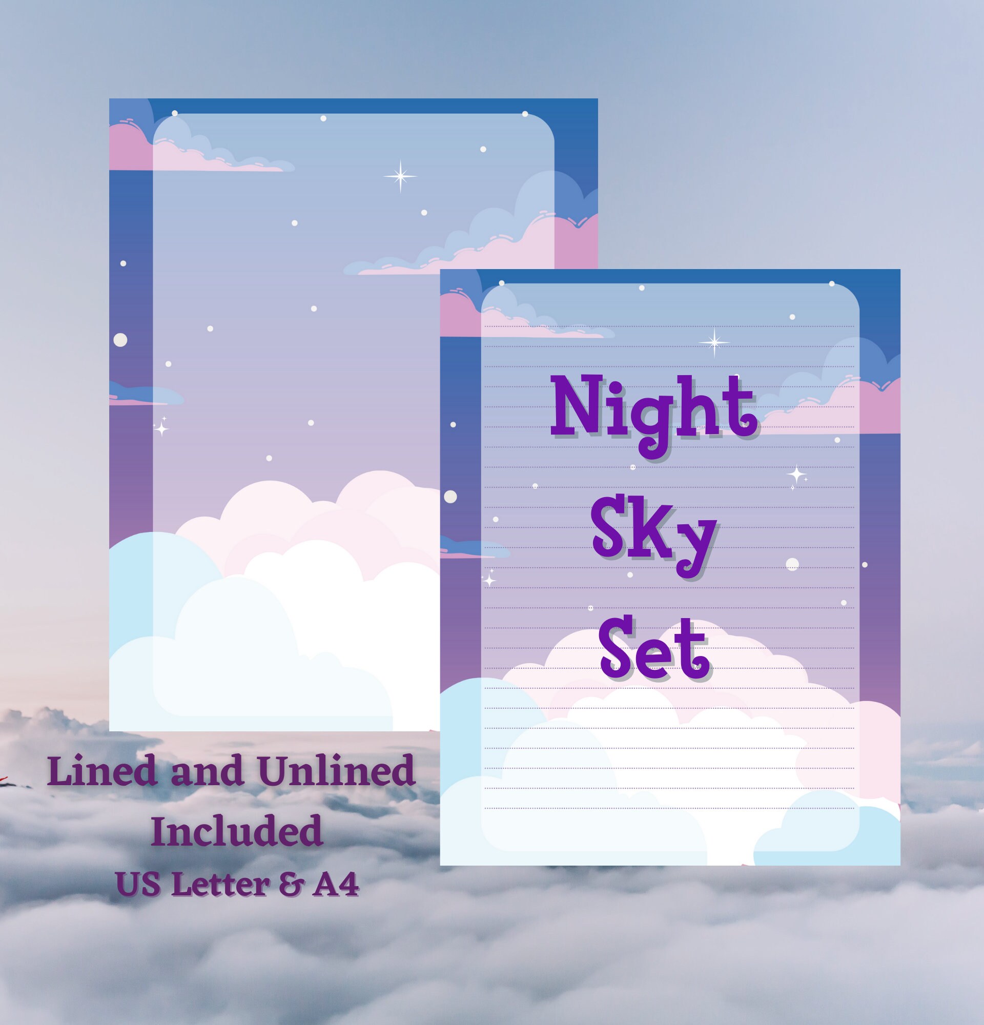 Night Sky Stationery Cute Stationery Set Printable Letter - Etsy