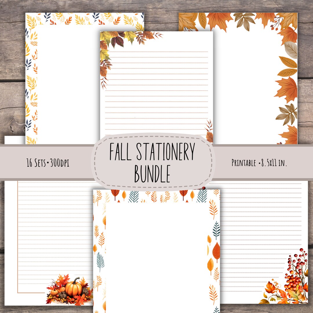 Autumn Stationary Bundle Printable Stationery Fall Letter Writing ...