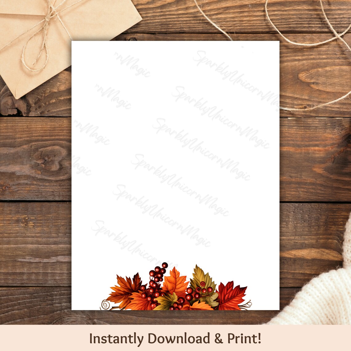 Autumn Stationary Printable Stationery Fall Letter Writing Stationery ...