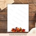 Autumn Stationary Printable Stationery Fall Letter Writing Stationery ...