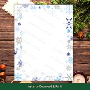 Christmas Stationery, Holiday Templates, Snowflakes Printable Writing ...