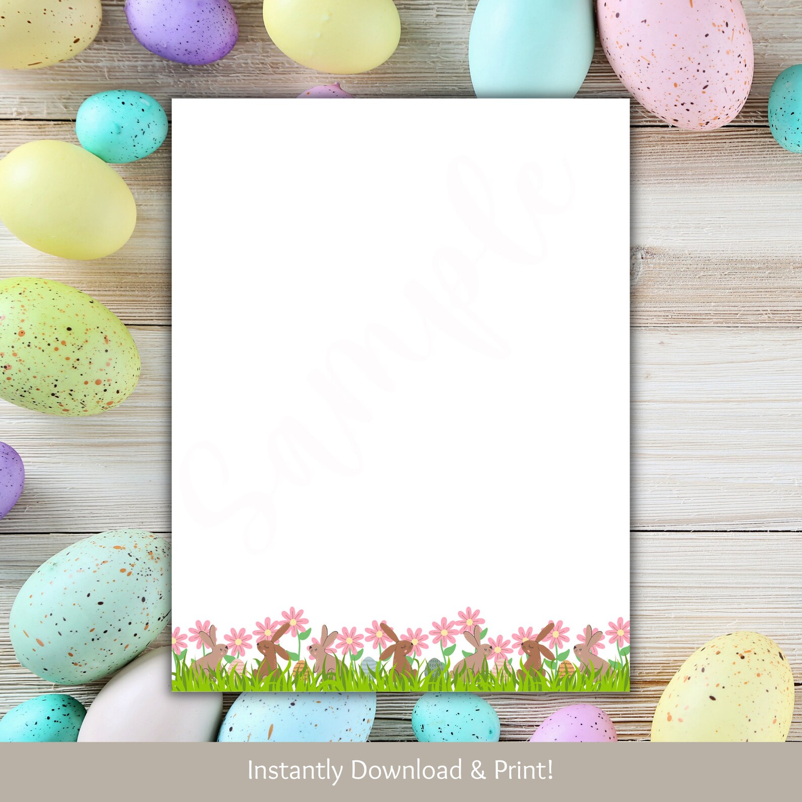 Easter Stationery, Cute Bunny Letter Writing Paper for Kids, Printable ...