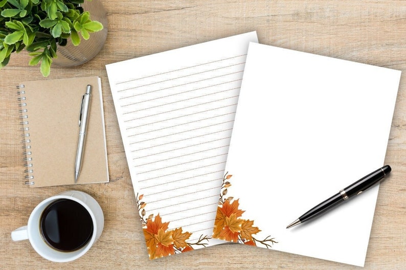 Autumn Stationery Branch Set, Printable Fall Themed Stationary, Digital ...