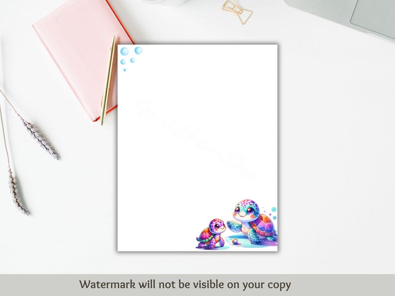 Sea Turtle Stationery Nature Printable Stationery Cute Animal ...