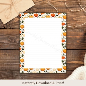 Autumn Stationary Printable Stationery Fall Letter Writing Stationery ...