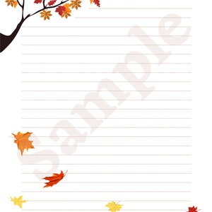 Autumn Themed Stationery, Fall Leaves Digital Letter Writing Paper ...