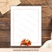 Autumn Stationary Printable Stationery Fall Letter Writing Stationery ...