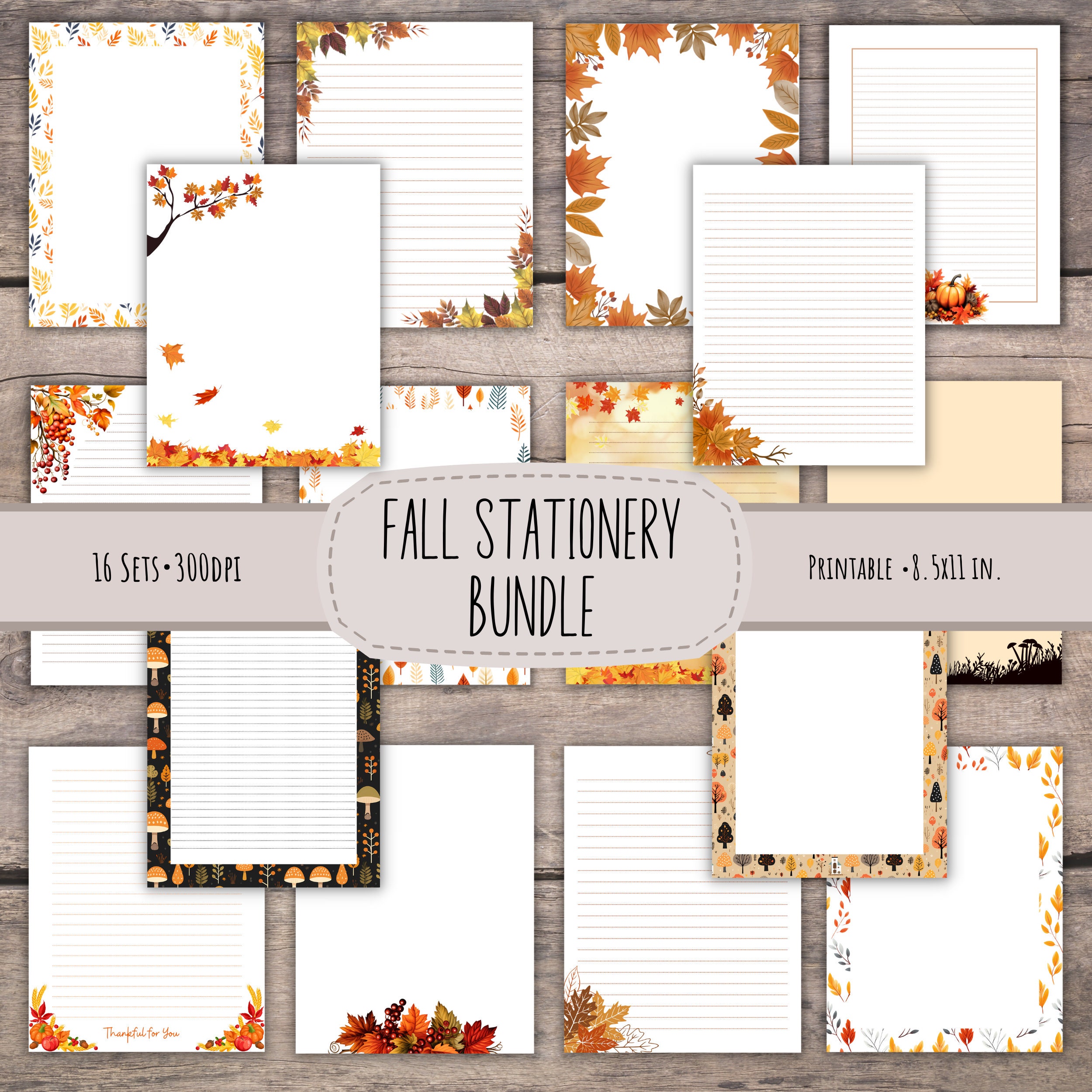 Autumn Stationary Bundle Printable Stationery Fall Letter Writing ...