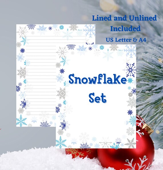 Christmas Stationery Holiday Templates Snowflakes Printable - Etsy