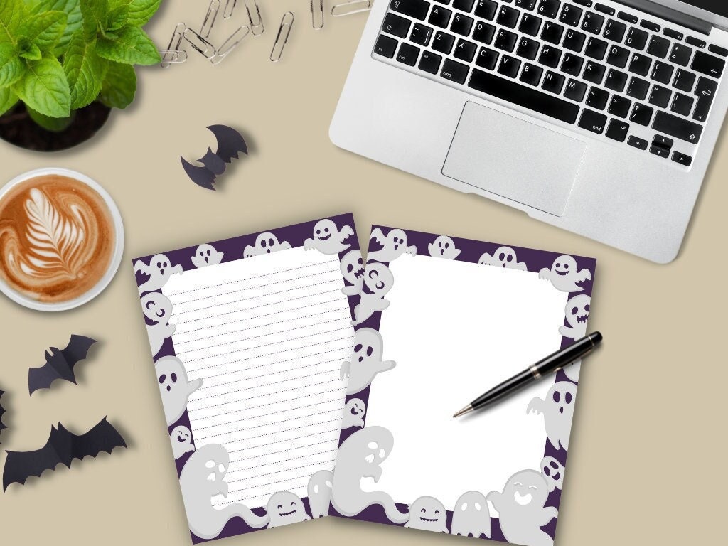 Printable Halloween Stationery, Funny Ghost Stationary, Gothic Digital ...