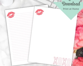 Valentines Day Stationery-cute Valentine Stationary Set-printable ...