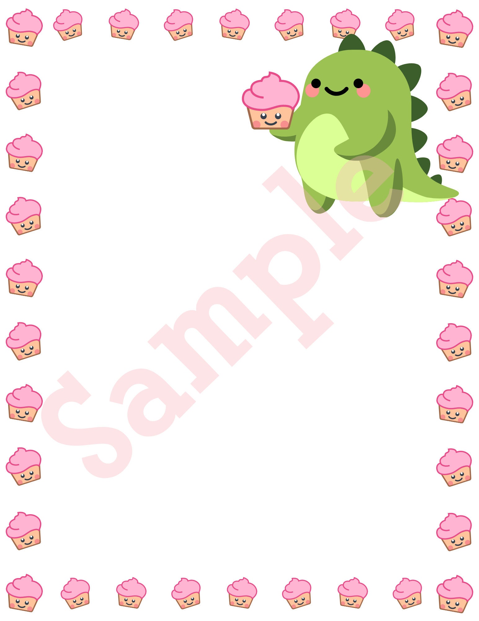 Cute Dinosaur Stationery, Printable Dinosaur Letter Paper for Kids ...
