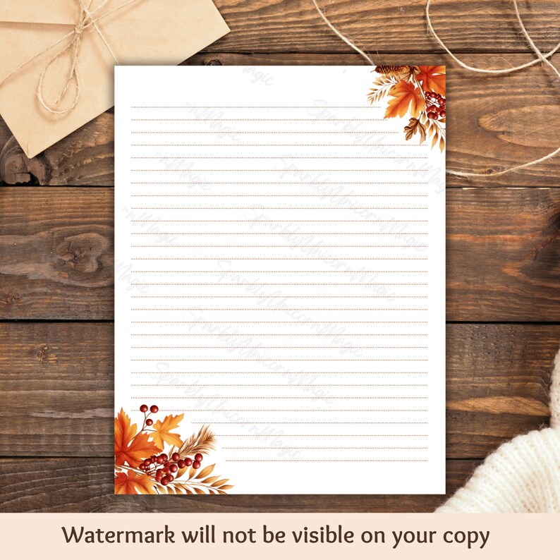 Autumn Stationery Cute Stationery Set Printable Fall Letter Writing ...
