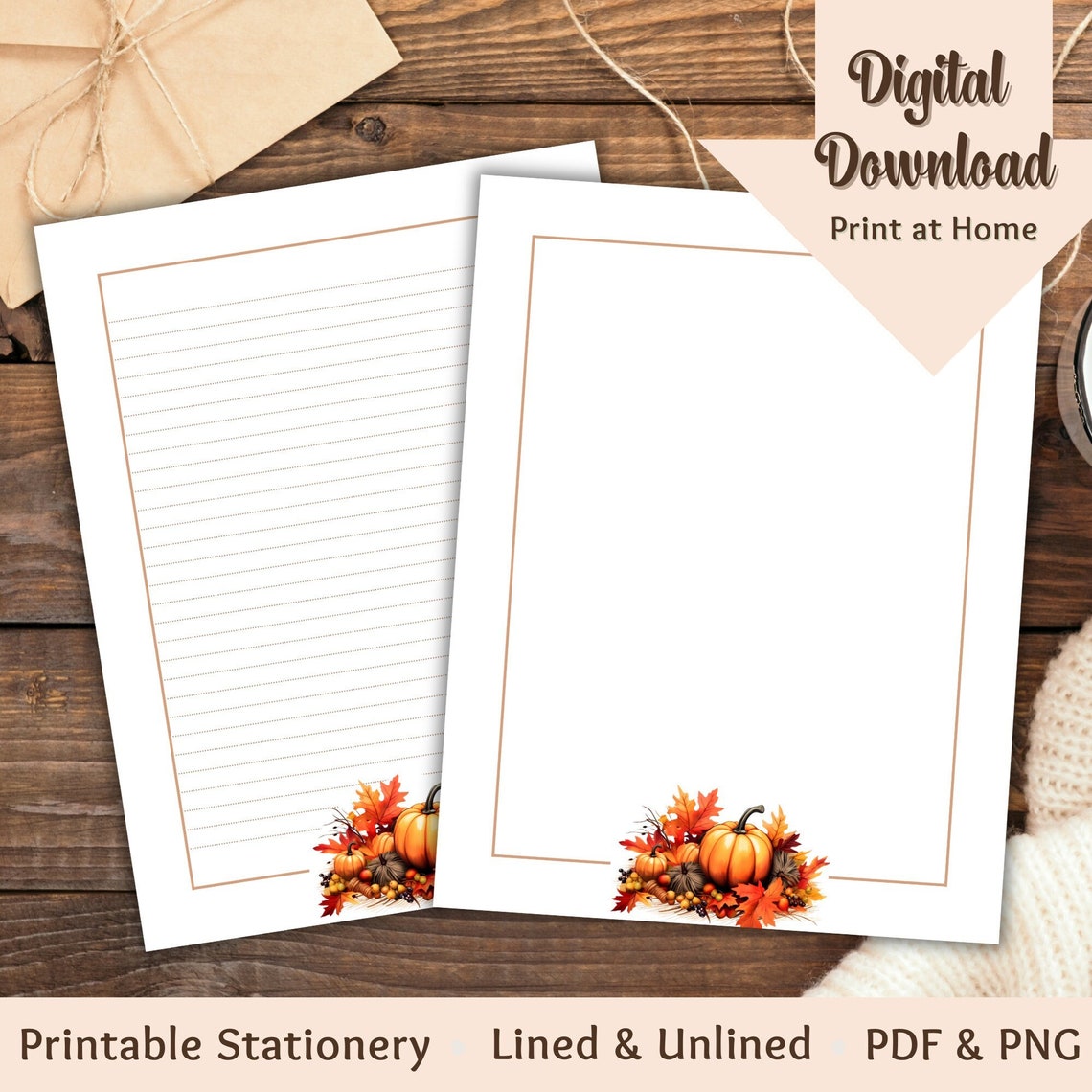 Autumn Stationary Printable Stationery Fall Letter Writing Stationery ...