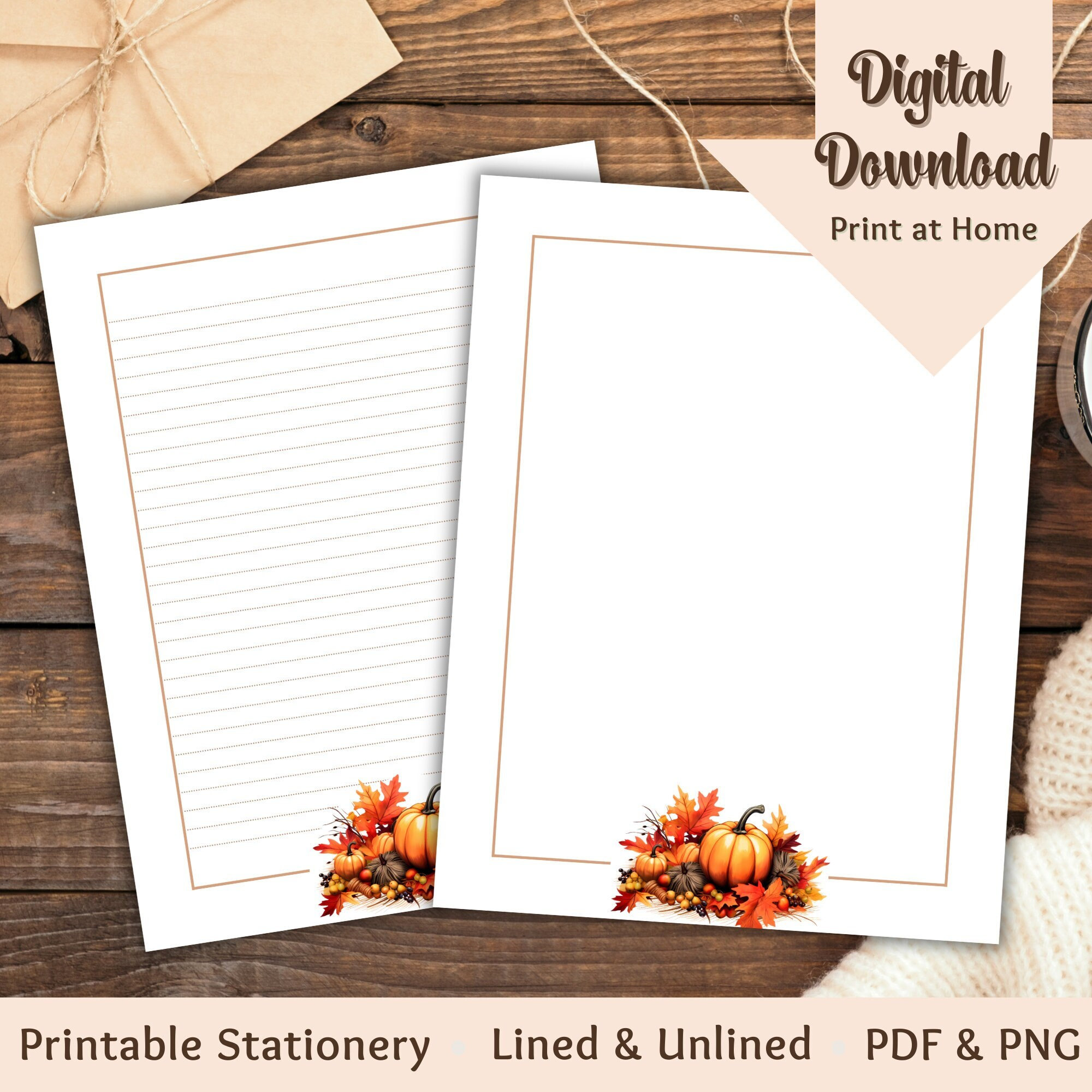 Autumn Stationary Printable Stationery Fall Letter Writing Stationery ...
