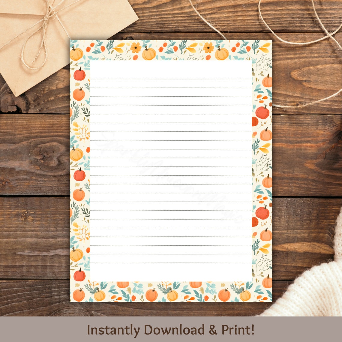 Autumn Stationary Printable Stationery Fall Letter Writing Stationery ...