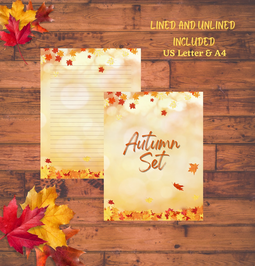Printable Autumn Themed Stationery, Fall Letter Writing Paper, Seasonal ...