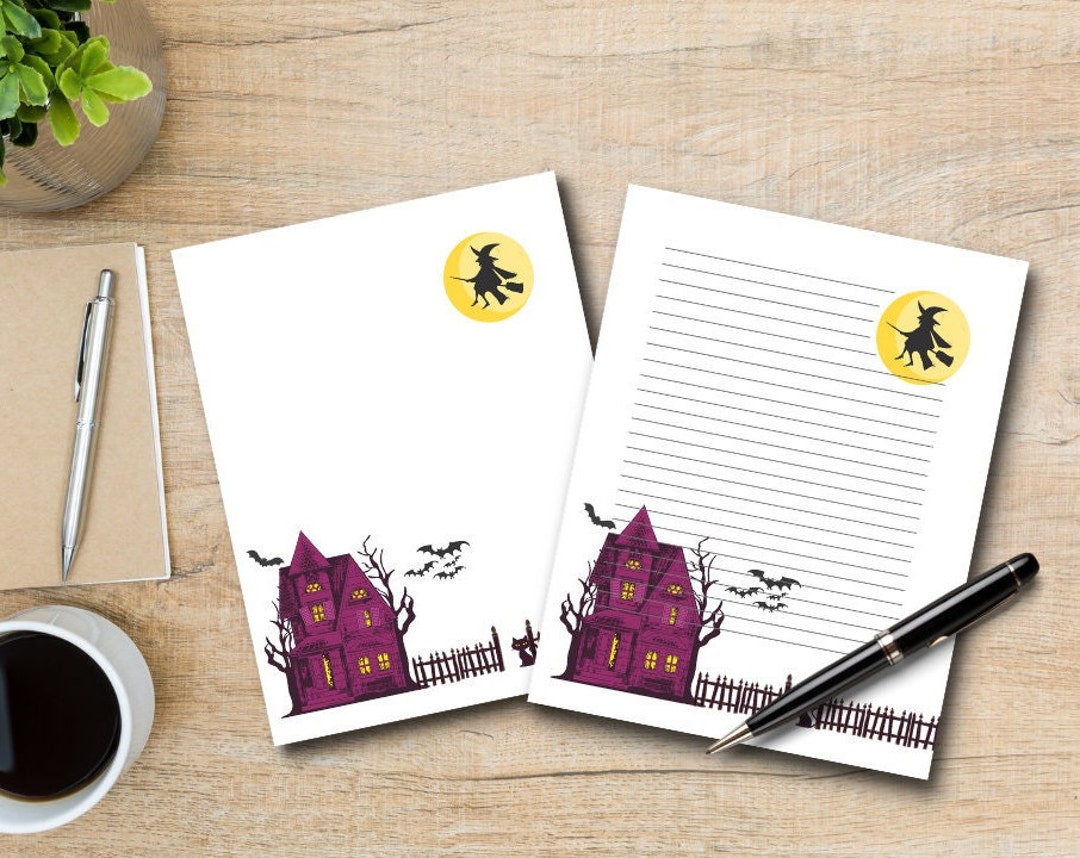 Cute Halloween Stationery for Kids, Haunted House Letter Paper ...