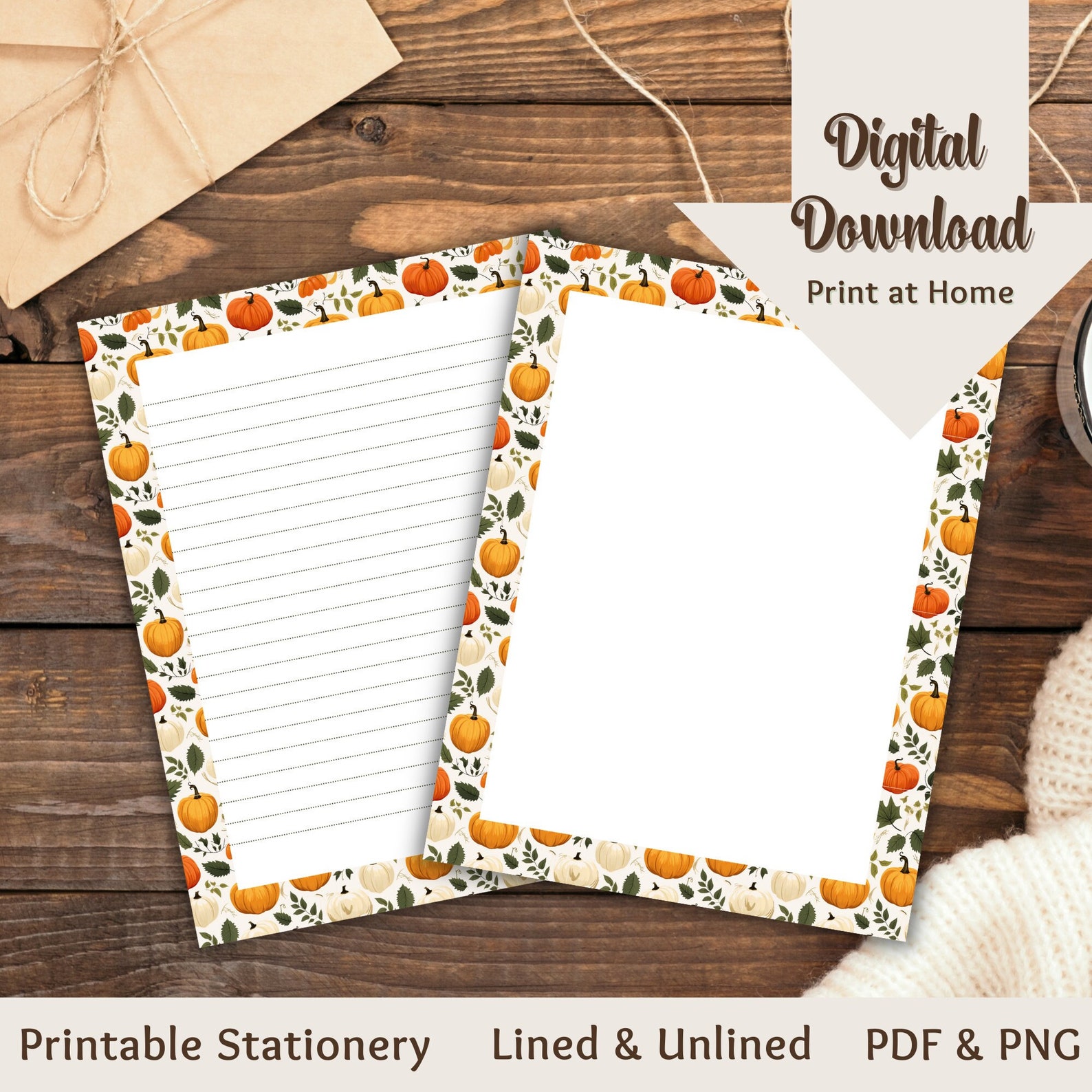 Autumn Stationary Printable Stationery Fall Letter Writing Stationery ...