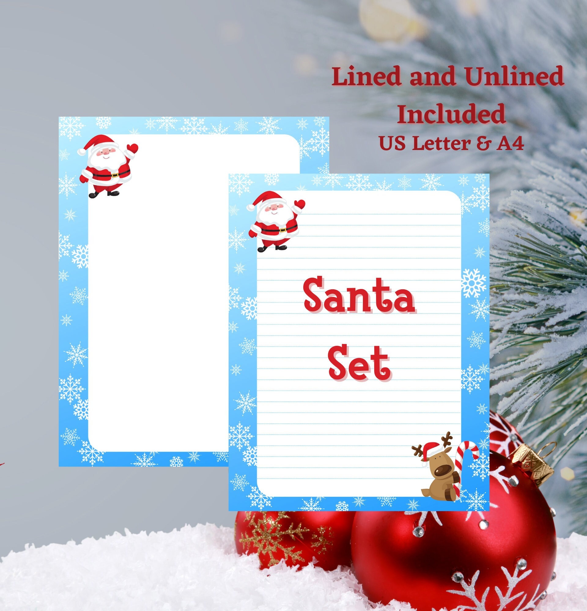 Printable Letter to Santa Stationery, Christmas Writing Paper, Journal ...