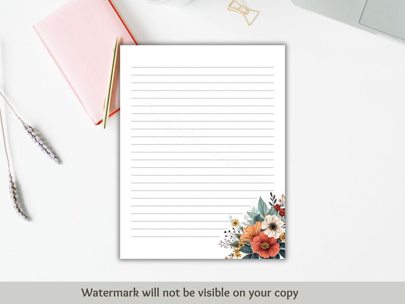 Floral Stationery Printable Letter Writing Paper Stationery Paper Lined ...