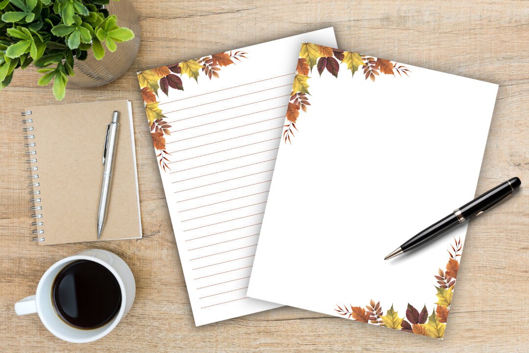Printable Fall Stationery Autumn Themed Letterhead Digital Stationary ...