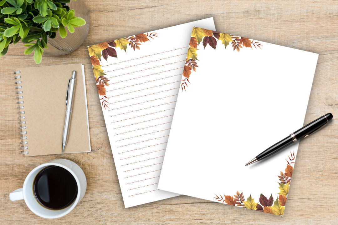 Printable Fall Stationery Autumn Themed Letterhead Digital Stationary ...