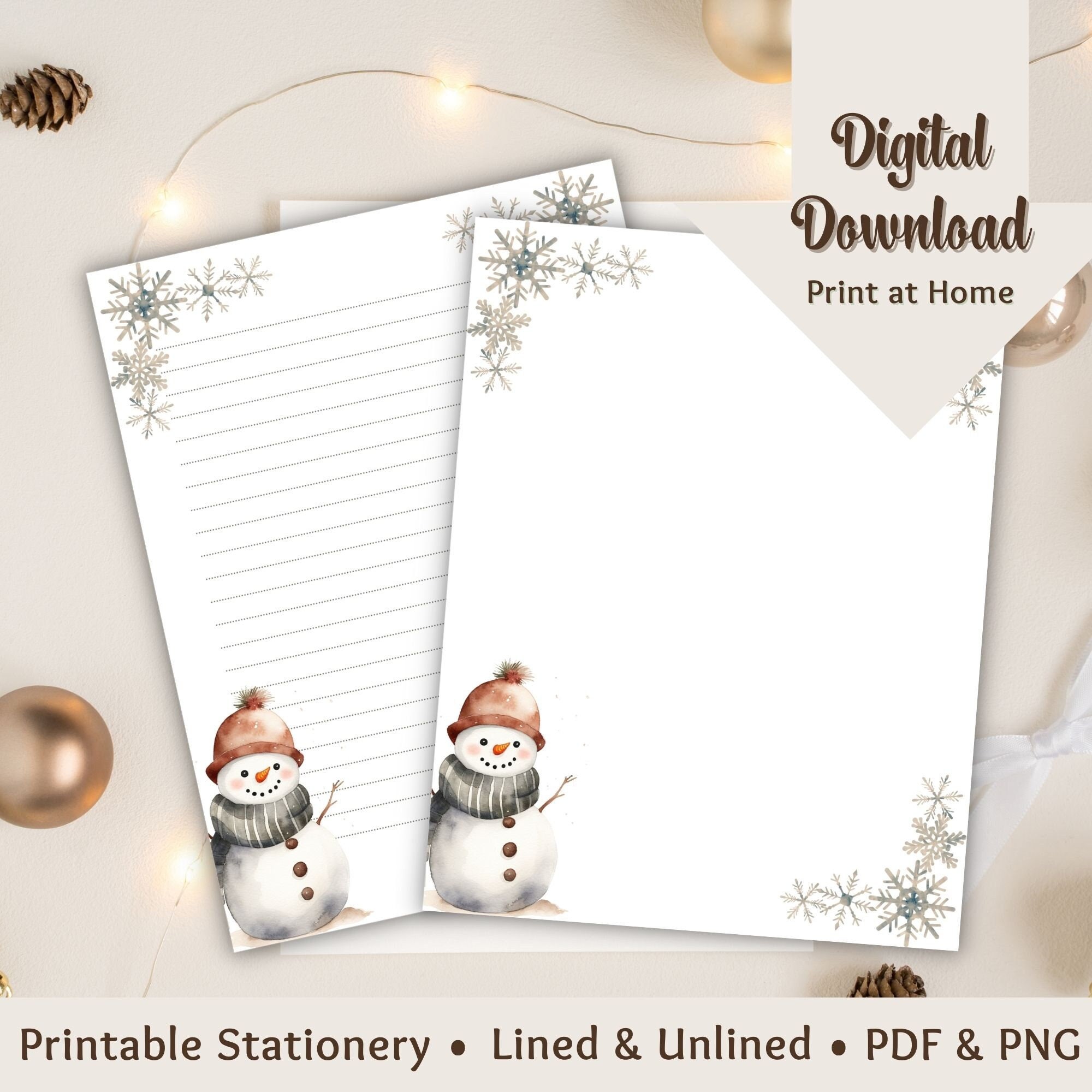 Christmas Stationery Printable Stationery Holiday Letter Writing ...