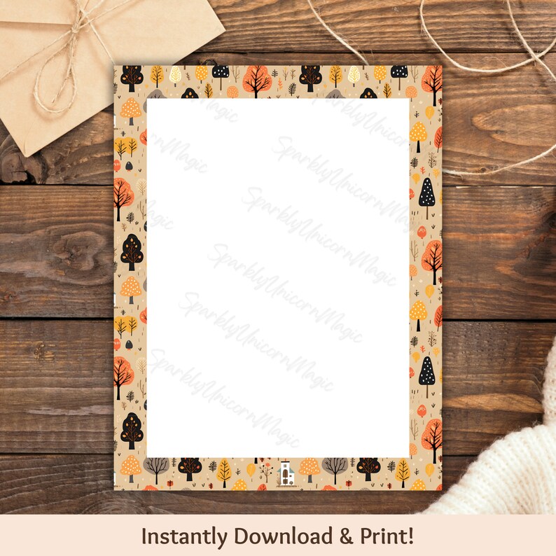 Autumn Stationary Printable Stationery Fall Letter Writing Stationery ...