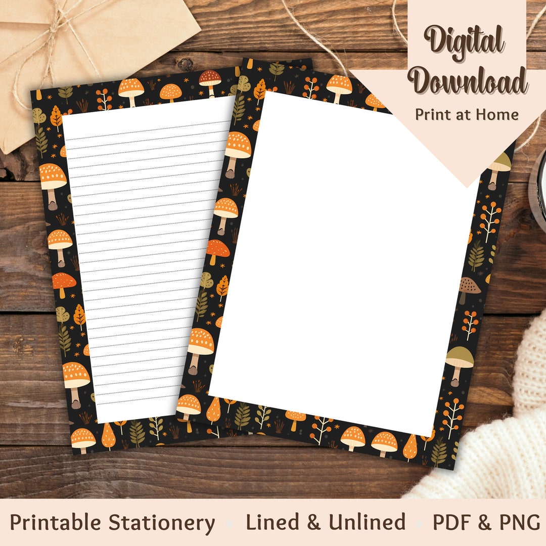 Mushroom Stationary Printable Stationery Letter Writing Stationery ...