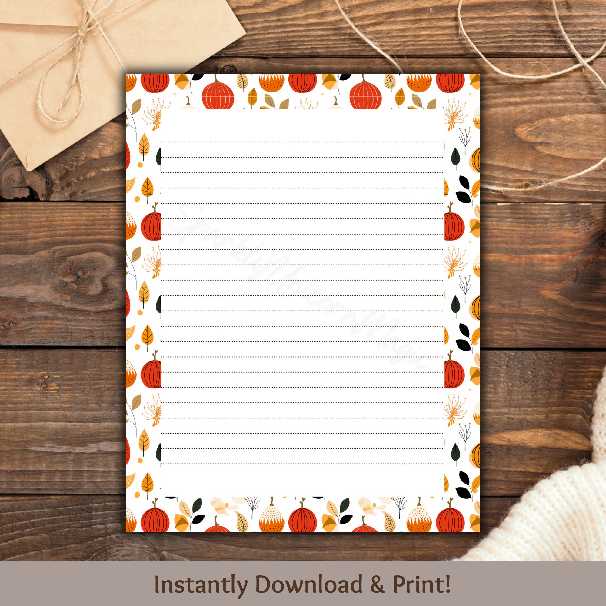 Autumn Stationary Printable Stationery Fall Letter Writing Stationery ...