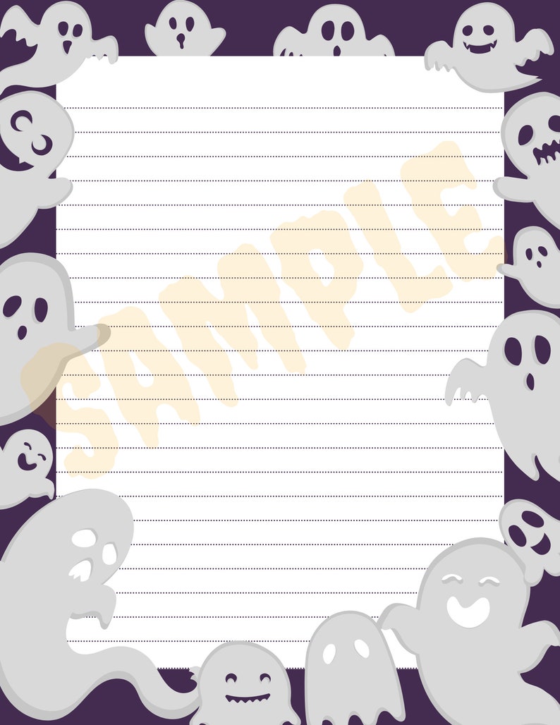 Printable Halloween Stationery, Funny Ghost Stationary, Gothic Digital ...