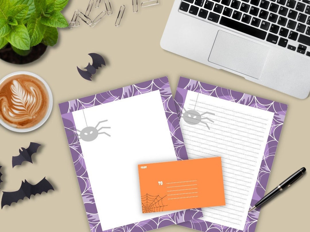 Halloween Stationery, Spider Letter Writing Paper, Cute Printable ...