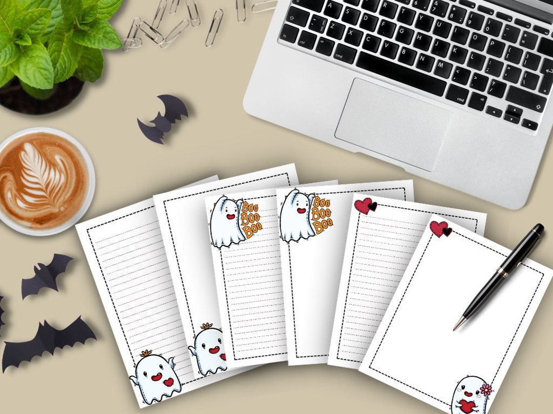 Kawaii Halloween Ghost Stationery Set-6 Printable Letterheads-cute Junk ...