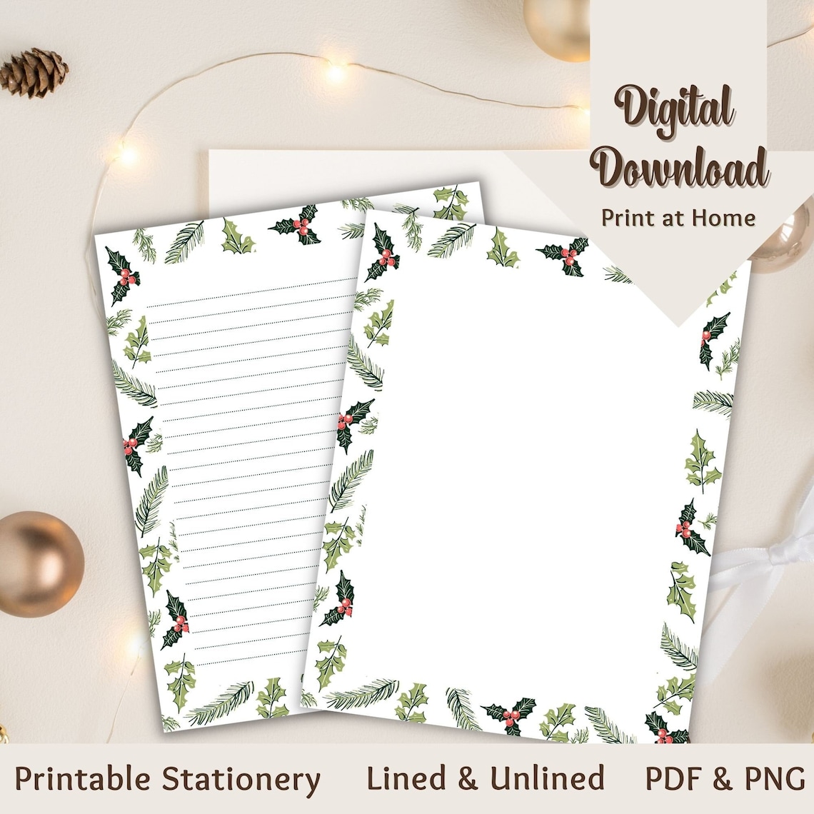 Christmas Stationery Printable Stationery Holiday Letter - Etsy Canada