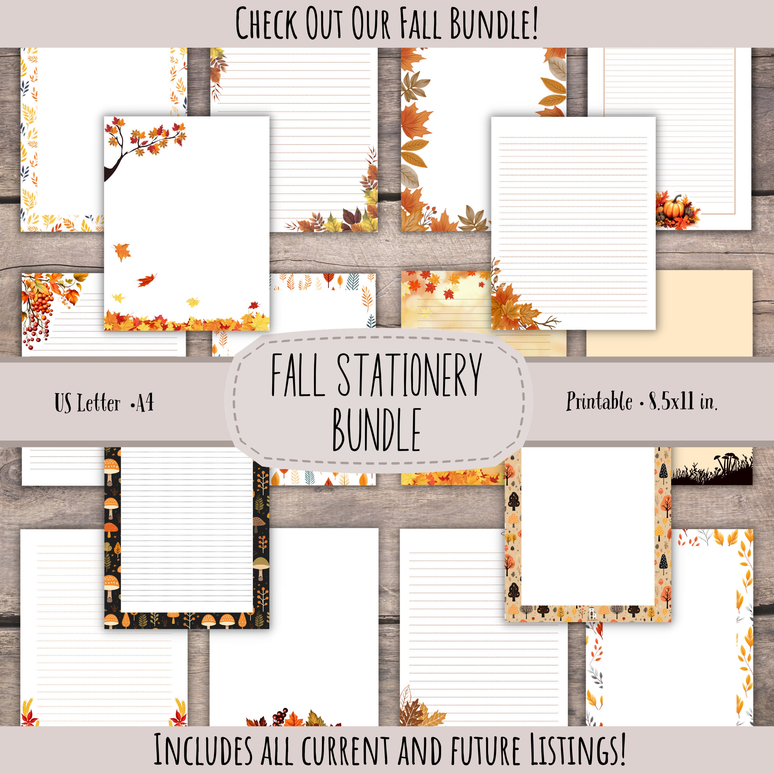 Autumn Stationary Printable Stationery Fall Letter Writing Stationery ...
