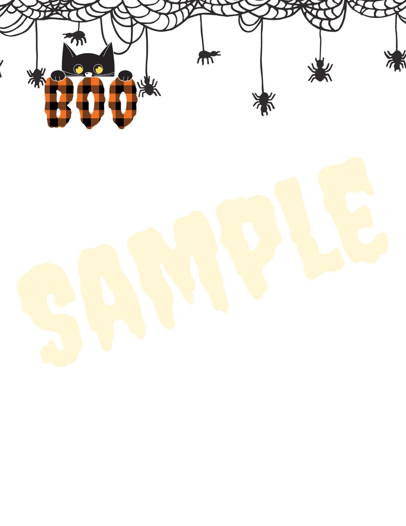 Halloween Cat Stationery, Kitty Letter Paper, Cute Digital Halloween ...