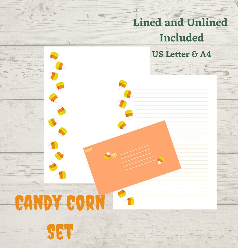 Candy Corn Stationery, Printable Halloween Stationary Set, Letter ...