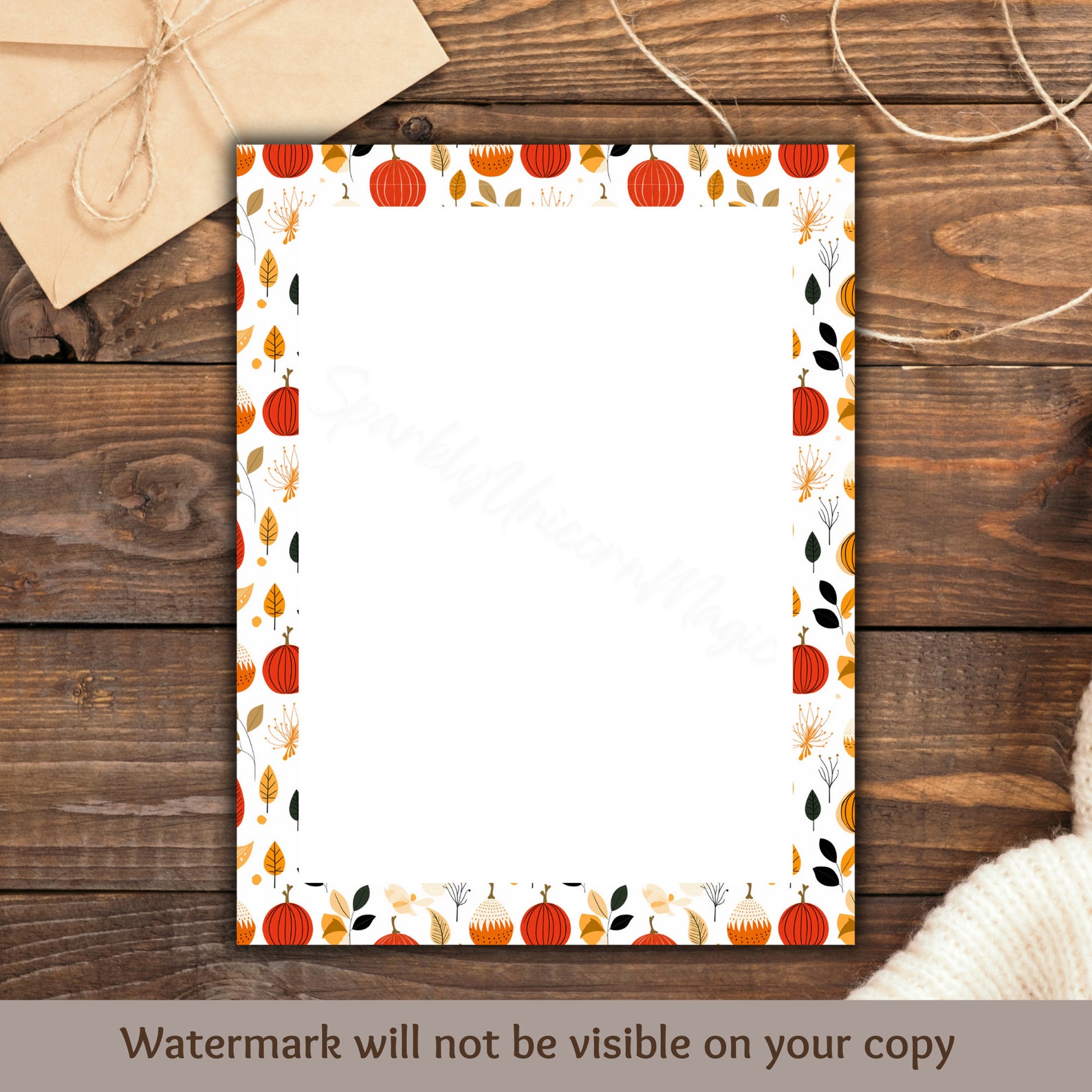 Autumn Stationary Printable Stationery Fall Letter Writing Stationery ...