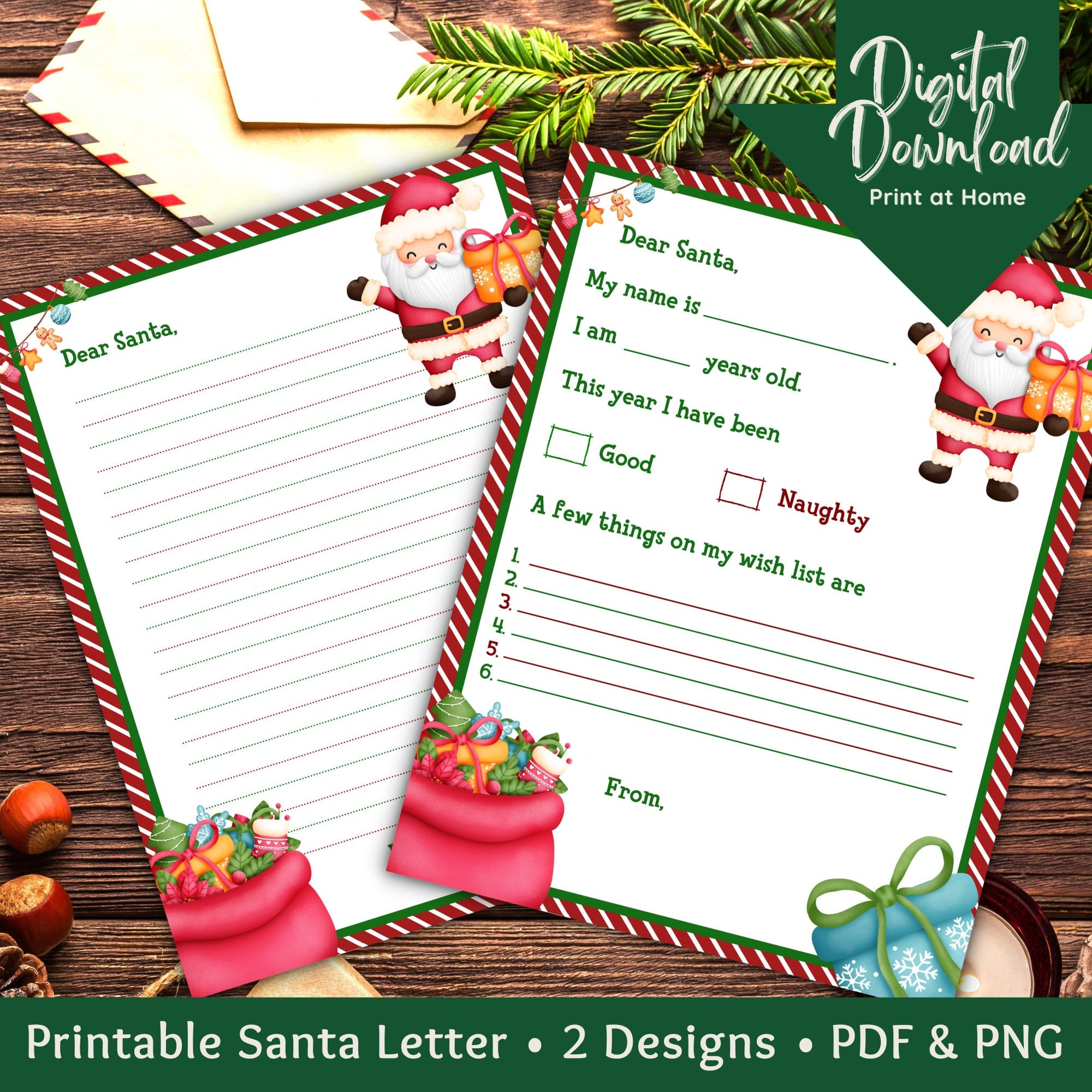 Letter to Santa Printable, Christmas Party Activity Pages, Kids Christmas Wish List, Santa Claus ...